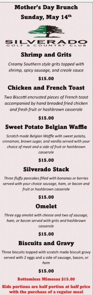 Menu | Silverado Golf Course and Restaurant - Zephyrhills, Fl